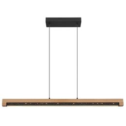 Globo LIGHTING H&auml;ngeleuchte &raquo;STARLA&laquo; LED-Modul 1 Stk. Warmwei&szlig; Wohnzimmerleuchte schwarz/Holz, LED 24W, Sterndekor braun 1, H: 120cm, 1 Stk.