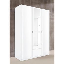 Priess Kleiderschrank mit gerundeten Elementen auf den Au&szlig;ent&uuml;ren wei&szlig; Holzwerkstoff B/H/T: 140cm x 193cm x 54cm, Schubladen: 2 Stk. T&uuml;ren: 3 Stk.