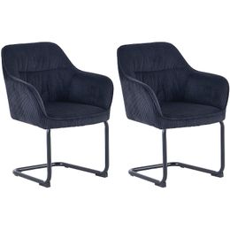 ByLiving Freischwinger &raquo;ELBA&laquo; (Set) 2 Stk.Grob-Cord, 110 kg, 180&deg; drehbar R&uuml;ckholfunktion, Schwingstuhlgestell Metall, Stoff B/H/T: 60cm x 85cm x 60cm