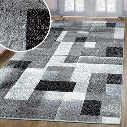OTTO home Teppich &raquo;Corine&laquo; rechteckig 9 mm H&ouml;he mit besonders weichem Flor, Kurzflor, modernes Karo-Design grau Obermaterial: 100% Polypropylen B : 