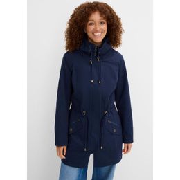 bonprix Damen bonprix Parka &raquo;Baumwoll-Kurzparka mit Stehkragen, talliert&laquo; mit Kapuze taillierte Passform, mit Stehkragen und Tunnelzug blau 52