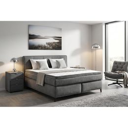 Jockenh&ouml;fer Boxspringbett &raquo;Capello, 7-Zonen-TTFK-Matratze&laquo; KS-Topper, 160x200 cm oder 180x200 cm, verschiedene H&auml;rtegrade w&auml;hlbar grau Bezug Bett: Flachgewebe (