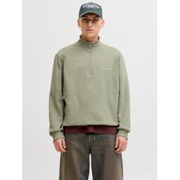 Jack & Jones JACK & JONES Herren Sweatshirt "JORNORREBRO EMB SWEAT HIGH NECK SN", gr&uuml;n, Gr. S, unifarben, angeraute Sweatware, Obermaterial: 89% Baumwolle, 11%