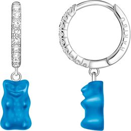 Thomas Sabo Damen Thomas Sabo Single-Creole &raquo;Thomas Sabo x HARIBO Schmuck: Einzel-Creole mit Goldb&auml;r&laquo; mit Kristallglas, Zirkonia (synth.) blau Silber 