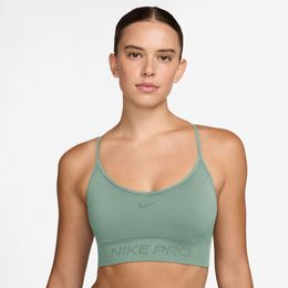 Nike Damen Tanktop "W NP DF SMLS LS BRA", gr&uuml;n, Gr. S, unifarben, Trikot, Obermaterial: 58% Nylon, 35% Polyester, 7% Elasthan, Tops, mit