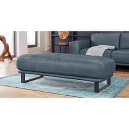 W.Schillig Hocker &raquo;montanaa&laquo; mit Metallkufen in Schwarz pulverbeschichtet, Breite 141 cm blau B/H/T: 141cm x 42cm x 61cm, Longlife Xtra-Leder Z69