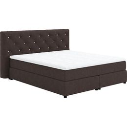 COTTA Boxspringbett &raquo;Castle&laquo; mit Strasssteinen im Kopfteil, inkl. Topper grau 100% Polyester (PES) Struktur soft, Liegefl&auml;che B/L: 160cm x 200cm, H2/