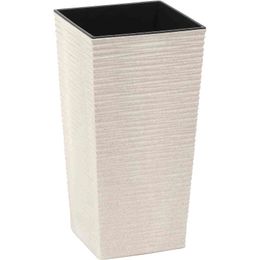 siena GARDEN Pflanzk&uuml;bel Rillenoptik, eckig wei&szlig; Holzwerkstoff, Kunststoff B/H/T: 30cm x 30cm x 57cm