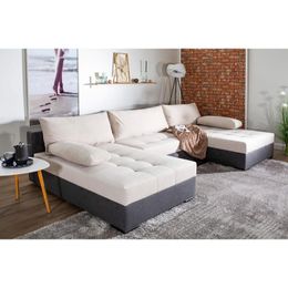 Collection AB Wohnlandschaft &raquo;Josy U-Form, B: 307 cm&laquo; Schlaffunktion & Bettkasten, Federkern grau 100%Polyester B/H/T: 307cm x 41cm x 161cm, 