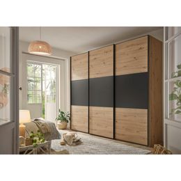 STAUD Schwebet&uuml;renschrank &raquo;Includo, Made in Germany&laquo; braun Holzwerkstoff Artisan Eiche, B/H/T: 249cm x 222cm x 68cm, Schubladen: 2 Stk. T&uuml;ren: 3 Stk. 