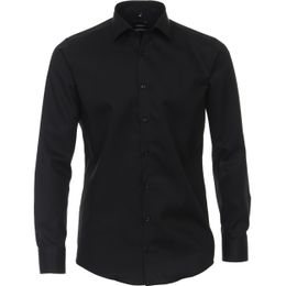 Venti Herren Businesshemd "Venti Businesshemd extra langer Arm 72cm uni", schwarz, Gr. 41, unifarben, 100% Baumwolle, Hemden