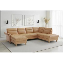 Sit & More sit&more Wohnlandschaft &raquo;Pamela, U-Form, B: 292 cm, Leder&laquo; B/H/T: 292cm x 90cm x 212cm, NaturLEDER , Ottomane rechts, ohne Bett,ohne Bettkasten,ohne 