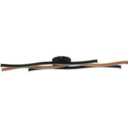 Searchlight LED Deckenleuchte &raquo;Deckenleuchte Bloom, 1-flammig&laquo; LED-Modul 1 Stk. Farbwechsler Mit Holzoptik schwarz 1, H: 6,5cm, 1 Stk.