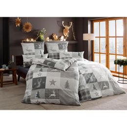 OTTO home Bettw&auml;sche &raquo;Nicholas&laquo; 2 Stk. Weihnachtsbettw&auml;sche, Winter, in 3 Qualit&auml;ten verf&uuml;gbar grau Linon, Obermaterial: 100% Baumwolle B/L: 135cm x 