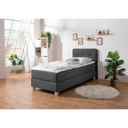 Home Affaire Boxspringbett &raquo;Fargo&laquo; inkl. Topper, in 3 Matratzenarten, in Samt- oder Strukturstoff grau Struktur fein (100% Polyester);Samtstoff (100% 