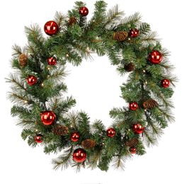 I.GE.A. Kunstkranz &raquo;LED-Weihnachtskranz k&uuml;nstlich&laquo; Tannenkranz Kugeln/Zapfen Adventskranz T&uuml;rkranz Weihnachtsdeko gr&uuml;n Kunststoff B/H/L: 60cm x 14cm x