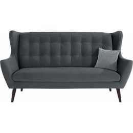 Home Affaire 3-Sitzer &raquo;Hemmink&laquo; mit Knopfheftung grau Samtvelours (100% Polyester);Luxus-Microfaser (100% Polyester);Struktur (94% Polyester, 6% 