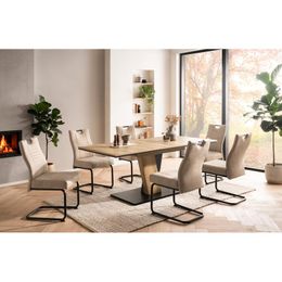 OTTO home Essgruppe &raquo;"Altona", Esstisch ausziehbar plus 6 St&uuml;hle&laquo; Esstisch ausziehbar 140 - 180 cm, 6 Freischwinger, 7 tlg. tlg. S&auml;ulentisch 140-