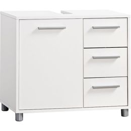 Procontour Waschbeckenunterschrank &raquo;Betty&laquo; Breite 64 cm, mit Einlegeboden wei&szlig; Holzwerkstoff wei&szlig;, B/H/T: 64cm x 56cm x 34cm, Schubladen: 3 Stk. T&uuml;ren: 1 Stk.