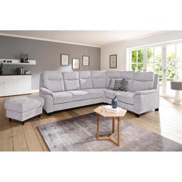 OTTO home Ecksofa &raquo;Boccaccio L-Form&laquo; mit Federkern, incl. Kopfteilverstellung, wahlweise Schlaffunktion silber Struktur weich (90% Polyester / 10% 