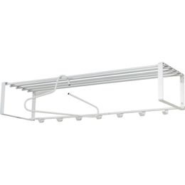 SPINDER DESIGN Garderobenleiste &raquo;REX&laquo; Wandgarderobe aus Stahl mit Hutablage und 5 bzw. 7 Haken wei&szlig; Stahl B/H/T: 100cm x 19cm x 29cm