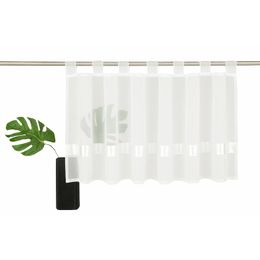 OTTO home Scheibengardine &raquo;EBY&laquo; Schlaufen 1 Stk. tlg. Fertiggardine, mit einseitig aufgen&auml;htem Satinband, Querstreifen wei&szlig; Voile, Polyester 30cm, 