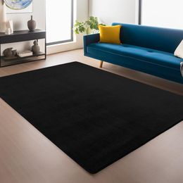 Ayyildiz Teppiche Teppich &raquo;JOY 1400, auch als L&auml;ufer und in Rund erh&auml;ltlich&laquo; rechteckig 11 mm H&ouml;he besonders weich, uni Kurzflor, Wohnzimmer, Kinderzimmer schwarz 