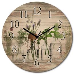 Artland Wanduhr &raquo;&Ouml;le mit Kr&auml;utern&laquo; wahlweise mit Quarz- oder Funkuhrwerk, lautlos ohne Tickger&auml;usche gr&uuml;n B/H/T: 30cm x 30cm x 0,6cm, Funkuhr