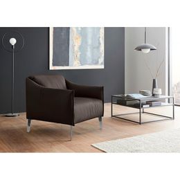 W.Schillig Cocktailsessel &raquo;sally Designsessel, Loungesessel, bequem, tolle Verarbeitungsdetails&laquo; mit Metall-Winkelf&uuml;&szlig;en in Chrom gl&auml;nzend braun 