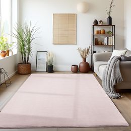 Ayyildiz Teppiche Teppich &raquo;SKY 5400, auch als L&auml;ufer und in Rund erh&auml;ltlich&laquo; rechteckig 7 mm H&ouml;he besonders weich, Softflor, waschbar, rutschfest, uni, Wohnzimmer rosa 