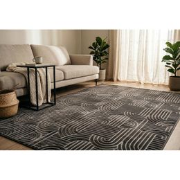 Kayoom Teppich &raquo;Calma 125&laquo; rechteckig 10 mm H&ouml;he Kurzflor, 3-D Optik, Wohnzimmer grau B : 80cm 1 Stk., 10mm, L: 150cm