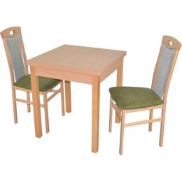 HOFMANN LIVING AND MORE Essgruppe &raquo;3tlg. Tischgruppe&laquo; Spar-Set, 3tlg. Tischgruppe, 3 Stk. tlg. St&uuml;hle montiert gr&uuml;n FSC -zertifiziertes Massivholz B/H