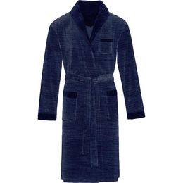 Vossen Bademantel &raquo;Alberto, ideal f&uuml;r Sauna & Spa, Hotelbademantel, Morgenmantel&laquo; 1 Stk. mit extravagantem Tricolour Design blau Nicki-Velours L