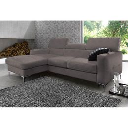 COTTA Ecksofa &raquo;Sammy L-Form&laquo; mit Kopfteilverstellung, wahlweise mit Schlaffunktion grau Microfaser PRIMABELLE (100% Polyester);NaturLEDER in Sitz und 