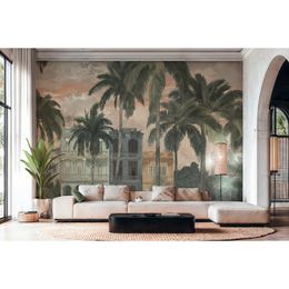 A.S. Cr&eacute;ation Vliestapete &raquo;Cuba II Vintage Havana Palms Fototapete&laquo; 3D-Optik Stadt floral leicht strukturiert Tropisches Stadtmotiv mit Palmen und architektonischem