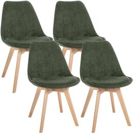CLP Esszimmerstuhl 4er Set gepolstert Linares, K&uuml;chenst&uuml;hle mit R&uuml;ckenlehne und Holzgestell Buchenholz, Polsterst&uuml;hle mit Bodenschonern