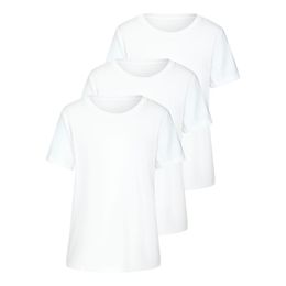 Beachtime By Lascana Damen Beachtime by Lascana T-Shirt &raquo;mit modischem Schlitz am Saum&laquo; 3er-Pack, aus luftiger Baumwoll-Qualit&auml;t wei&szlig; 44/46