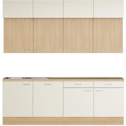 KOCHSTATION K&uuml;chenzeile &raquo;KS-Lucy&laquo; Breite 240 cm, Soft-Close, inkl. Zubeh&ouml;r, wahlweise mit Geschirrsp&uuml;ler beige B/H/T: 240cm x 247cm x 60cm, ohne E-