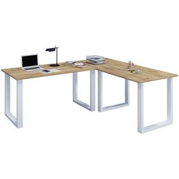 Vcm Vcm Holz Schreibtisch Eckschreibtisch schlicht 220x220 L Form links oder rechts Arbeitstisch Platte 80 cm tief Computertisch B&uuml;rom&ouml;bel - Lona U