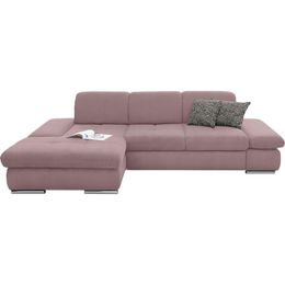 set one by Musterring Ecksofa &raquo;SO4100 V&laquo; mit verstellbaren Kopfteilen, wahlweise mit Funktionen, Cord-Bezug lila B/H/T: 284cm x 80cm x 190cm, Luxus-