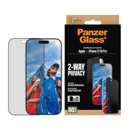 CARE by PanzerGlass Displayschutzglas &raquo;2-Way Privacy Ultra-Wide Fit Screen Protector&laquo; f&uuml;r Apple iPhone 17;Apple iPhone 16 Pro Displayschutzfolie, 