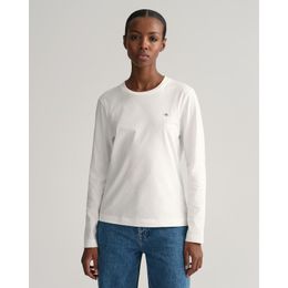 Gant Damen Langarmshirt &raquo;REG SHIELD LS T-SHIRT&laquo; kleine Logostickerei auf der Brust wei&szlig; XXL