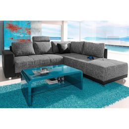 Jockenh&ouml;fer Ecksofa &raquo;Orlando L-Form, B: 257 cm&laquo; mit Schlaffunktion, Bettkasten, Zierkissen & Kopfst&uuml;tzen schwarz Softlux -Kunstleder, im Korpus;Farbe greige: 