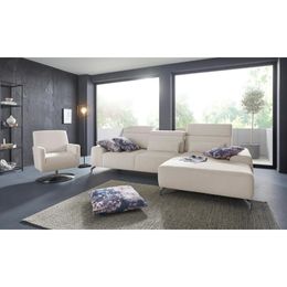 Sit & More sit&more Ecksofa &raquo;Gizeh L-Form&laquo; Fu&szlig;h&ouml;he 12 cm, inklusive Sitztiefenverstellung und Kopfteilverstellung beige B/H/T: 289cm x 178cm, Luxus-Microfaser 