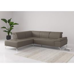 OTTO home Ecksofa &raquo;Caluna&laquo; Inkl.Sitztiefenverstellung, wahlweise mit Kopf- und Armteilverstellung grau B/H/T: 274cm x 81cm x 235cm, NaturLEDER Stoff, 