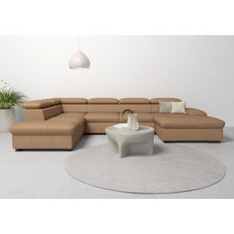OTTO home Wohnlandschaft &raquo;Alberto U-Form&laquo; mit Kopfteilverstellung, wahlweise mit Schlaffunktion braun Luxus-Microfaser in Lederoptik (100% Polyester);