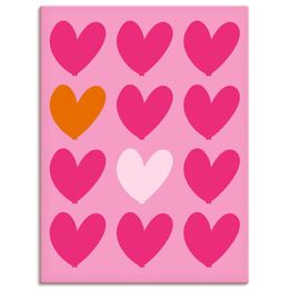 Artland Wandbild &raquo;Herzen auf pink&laquo; Herzbilder 1 Stk. tlg. als Alubild, Leinwandbild, Poster, Wandaufkleber in verschied. Gr&ouml;&szlig;en bunt Leinwand B/H/T: 90cm x 