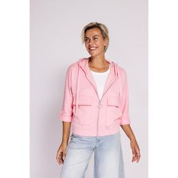 Zhrill Damen Sweatblazer &raquo;HARIKE&laquo; mit Kapuze und Kordelzug, mit Klappentaschen, normale Passform rosa S