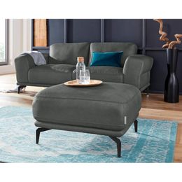 W.Schillig Hocker &raquo;montanaa&laquo; mit Metallf&uuml;&szlig;en in Schwarz pulverbeschichtet, Breite 71 cm grau B/H/T: 71cm x 42cm x 71cm, Longlife Xtra-Leder Z69