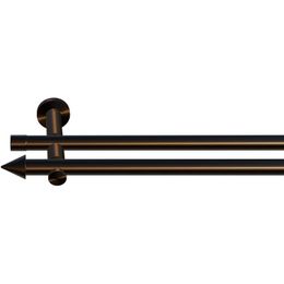 Indeko Gardinenstange &raquo;Calais&laquo; &Oslash; 20 mm 2 l&auml;ufig-l&auml;ufig Wunschma&szlig;l&auml;nge Komplett-Set inkl. Montagematerial braun B/L: 430cm &Oslash; 20mm, 2 l&auml;ufig